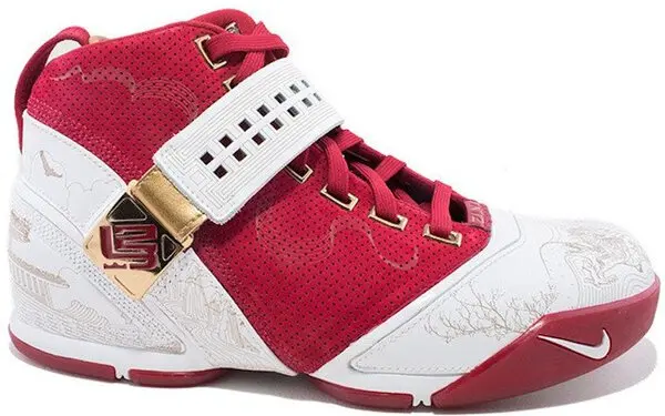 Nike Lebron 5 China Edition Sneakers - Varsity Crimson/white/metallic Gold