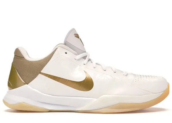 Nike Kobe 5 Big Stage Home Sneakers - White/metallic Goldone-colorwhite