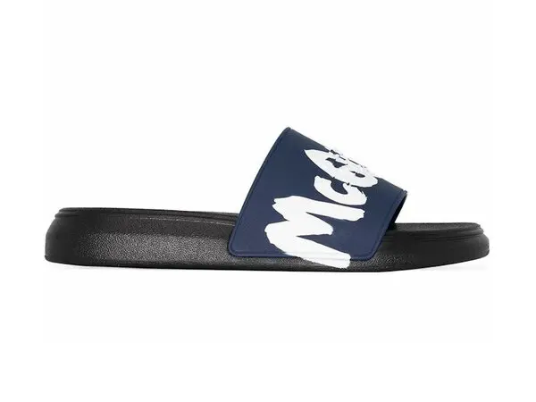 Alexander McQueen Pool Slides With Graffiti Logo