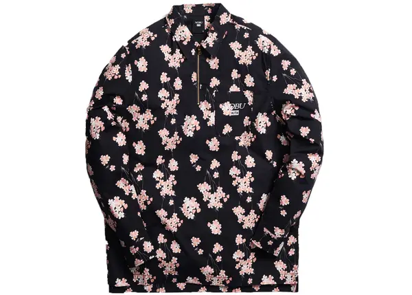 Kith X Nobu Quarter-zip Button-up With Cherry Blossom Print