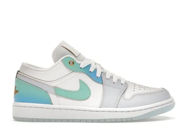 JORDAN 1 Low Se Emerald Rise Sneakers - White/football Grey