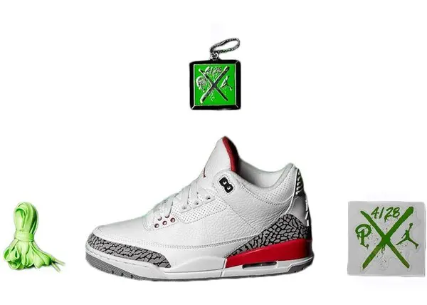 JORDAN 3 Retro Hall Of Fame Sneakers - White/fire Red/cement Grey