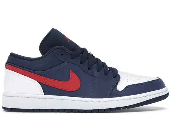 JORDAN 1 Low Usa - Midnight Navy Blue/gym Red/white