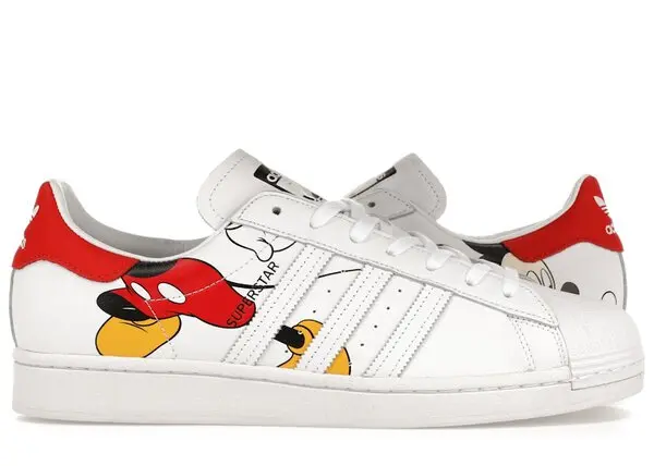 Adidas Superstar Mickey Mouse Sneakers - Cloud White/gold Metallic/scarlet