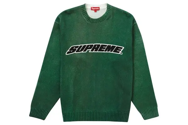 Supreme Printed Washed Sweater - Olive