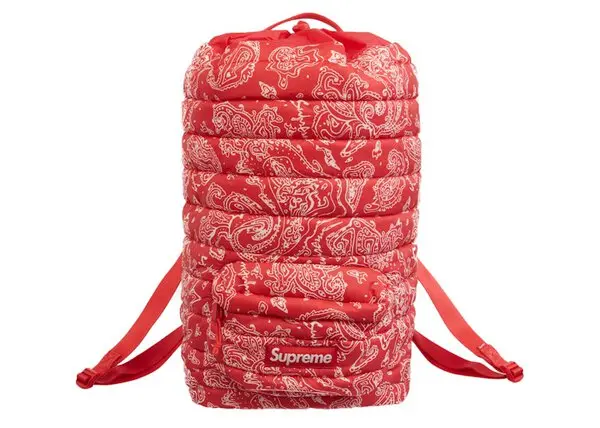Supreme Puffer Backpack - Red Paisley