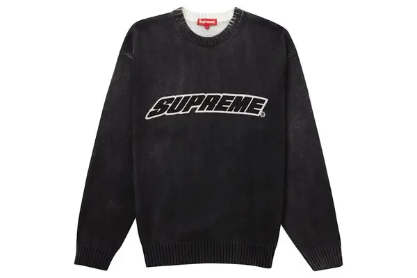 Supreme Printed Washed Sweater - Black | Editorialist