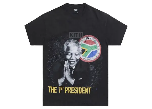 Kith For Mandela Day 2021 President Vintage Tee Shirt - Black