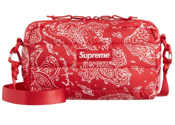 Supreme Puffer Side Bag - Red Paisley