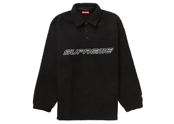 Supreme Polartec Long Sleeve Polo Shirt - Black