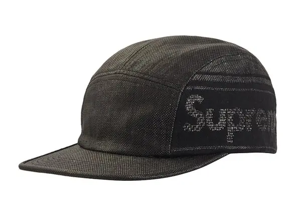 Supreme Raffia Woven Logo Camp Cap - Black