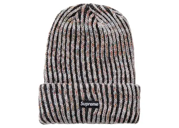 Supreme Rainbow Knit Loose Gauge Beanie - Black