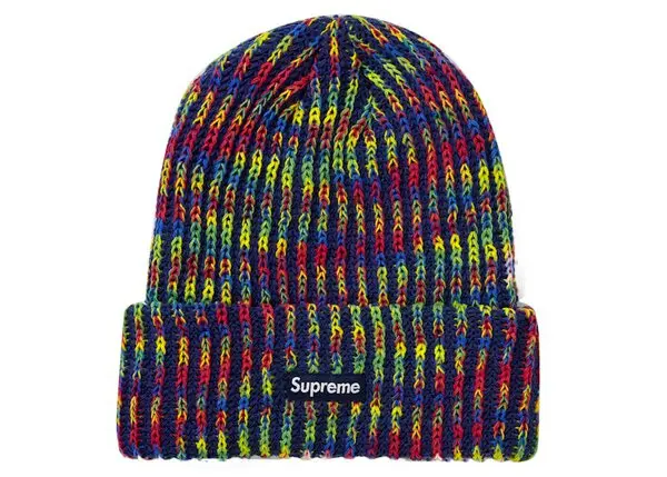 Supreme Rainbow Knit Loose Gauge Beanie - Navy Blue