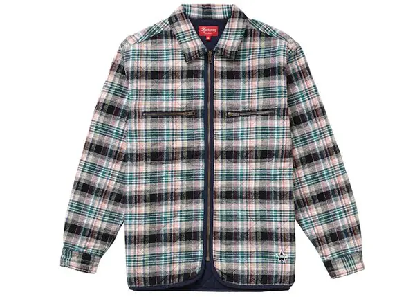 Supreme Quilted Plaid Zip-up Shirt