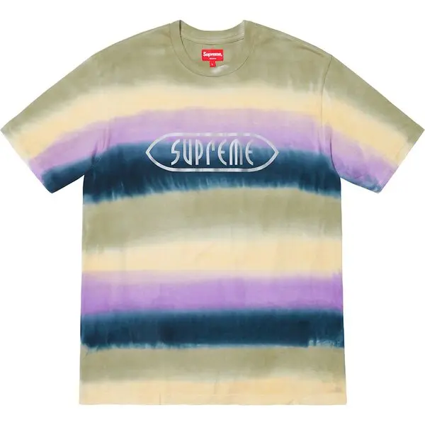 Supreme Rainbow Stripe Tee Shirt - Purple