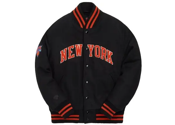 Kith Golden Bear For New York Knicks Varsity Jacket - Black