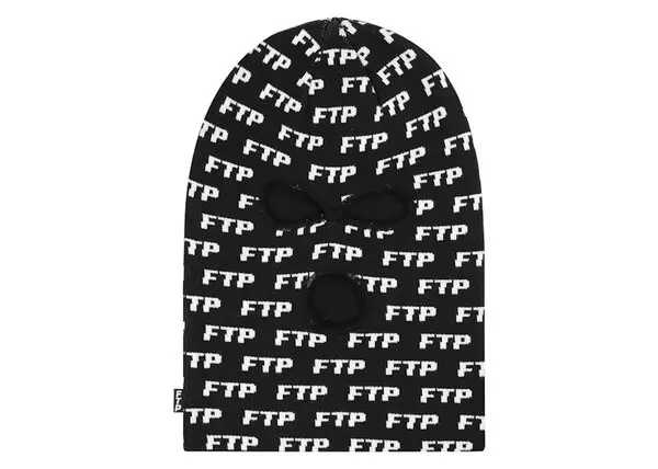FTP Allover Logo Knit Ski Mask - Black