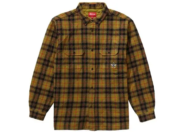 Supreme Quilted Plaid Flannel Shirt - Olive