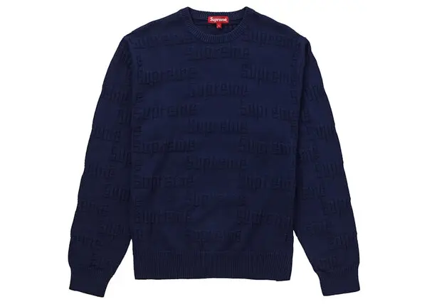 Supreme Raised Logo Sweater - Navy Blue