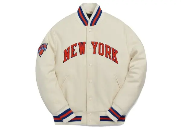 Kith Golden Bear For New York Knicks Varsity Jacket - Sandrift