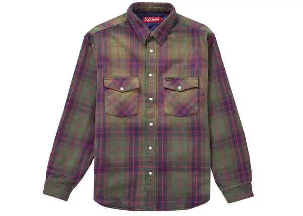 Supreme Quilted Flannel Snap Shirt - Green