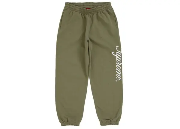 Supreme Raised Script Sweatpants - Light Olive