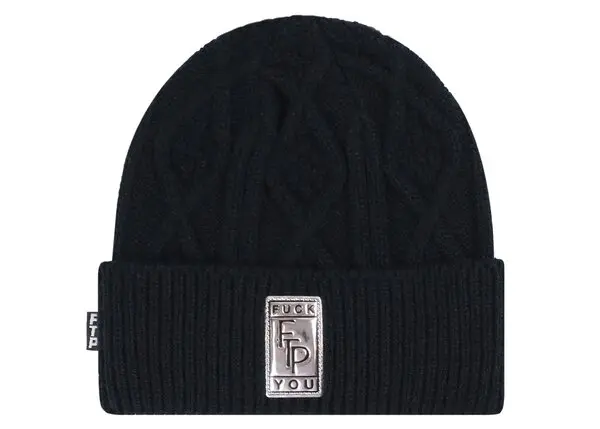 FTP Cable Knit Beanie - Black
