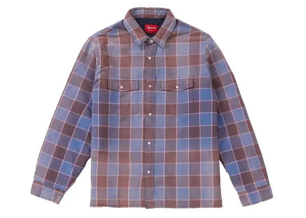 Supreme Quilted Faded Plaid Shirt - Dusty Blue