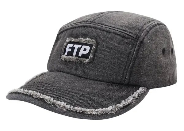 FTP Frayed Denim Camp Cap - Black