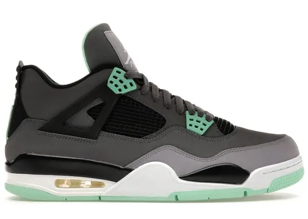 JORDAN Air 4 Retro Sneakers - Dark Grey/green Glow/cement Grey