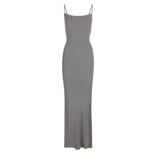 SKIMS Soft Lounge Long Slip Dress - Heather Grey