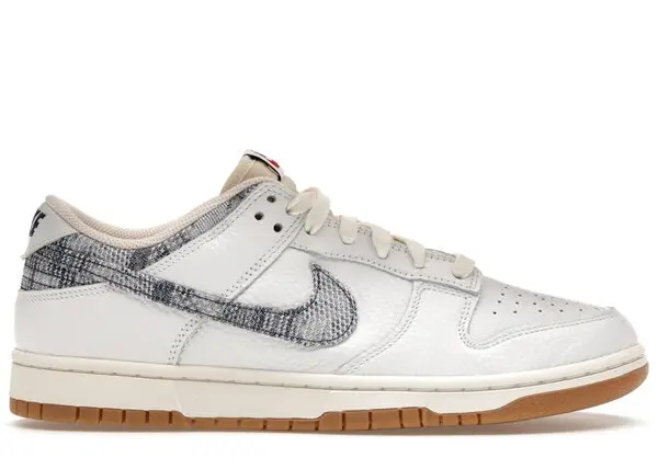 Nike Dunk Low Americana Washed Denim Sneakers - White/midnight Navy Blue/gym Red