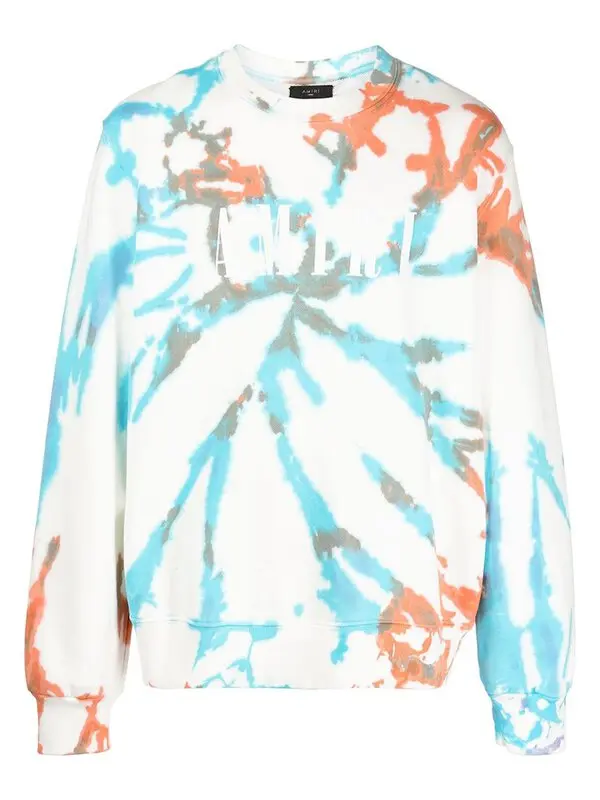 Amiri Tie-dye Crewneck - White/orange/blue