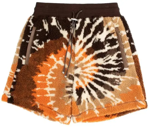 Amiri Tie Dye Polar Fleece Shorts - Orange/black