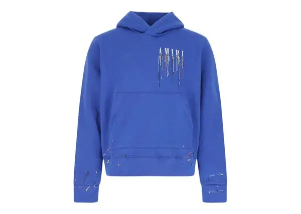 Amiri Embroidered Paint Drip Core Logo Hoodie - Blue