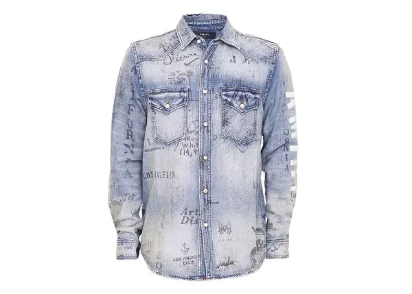 Amiri Military Stencil Denim Shirt - Clay Indigo