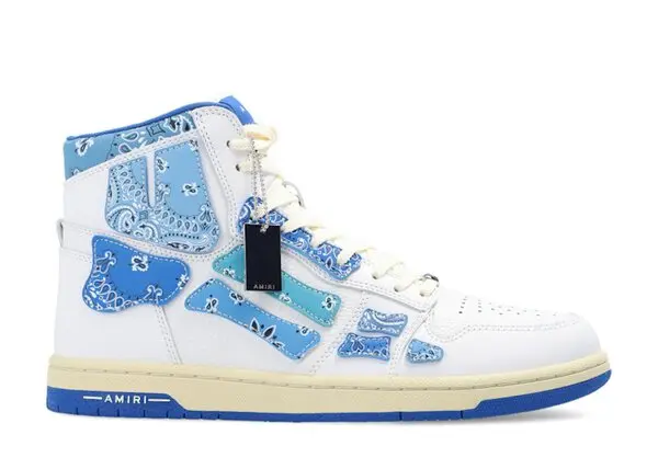Amiri Skel Top Hi Bandana Sneakers - White Blue