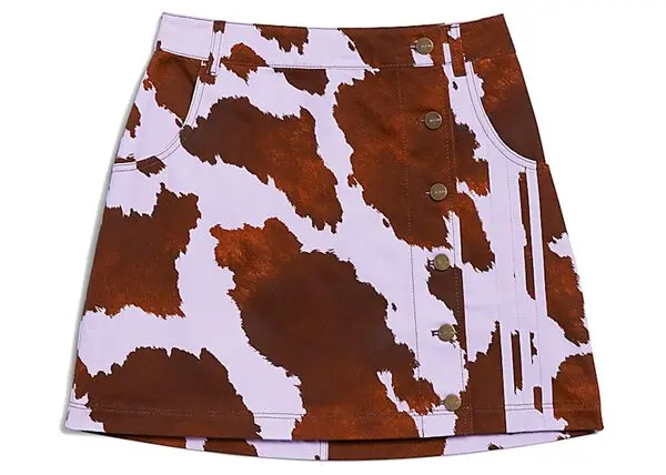 Adidas Ivy Park Denim Cow Print Skirt - Aop Cow Hide/purple Glow