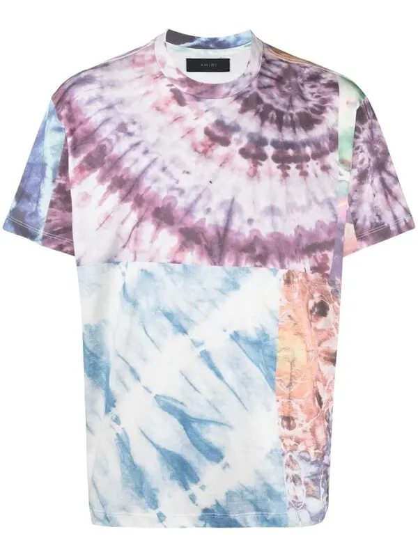 Amiri Tie Dye Patchwork Tee Shirt