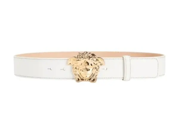Gucci Double G Brass Buckle Reversible Textured Leather Belt - White/gold