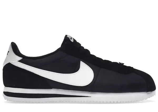 Nike Cortez Basic Nylon Sneakers - Black/white/metallic Silver