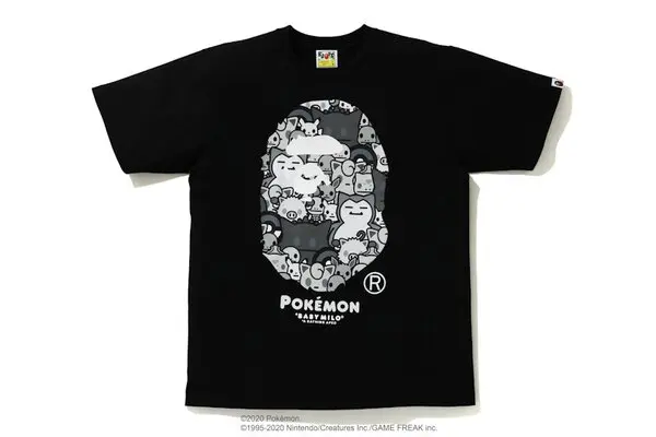 A BATHING APE X Pokemon Monotone Ape Head Tee Shirt #2 - Black