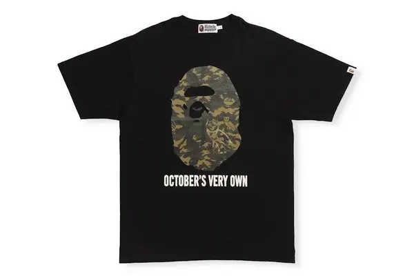 A BATHING APE X Ovo Woodland Camo Ape Head T-shirt - Black