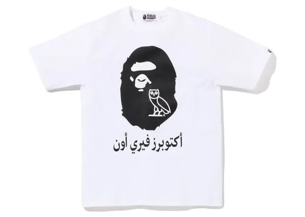A BATHING APE X Ovo Ape Head Tee Shirt - White Black