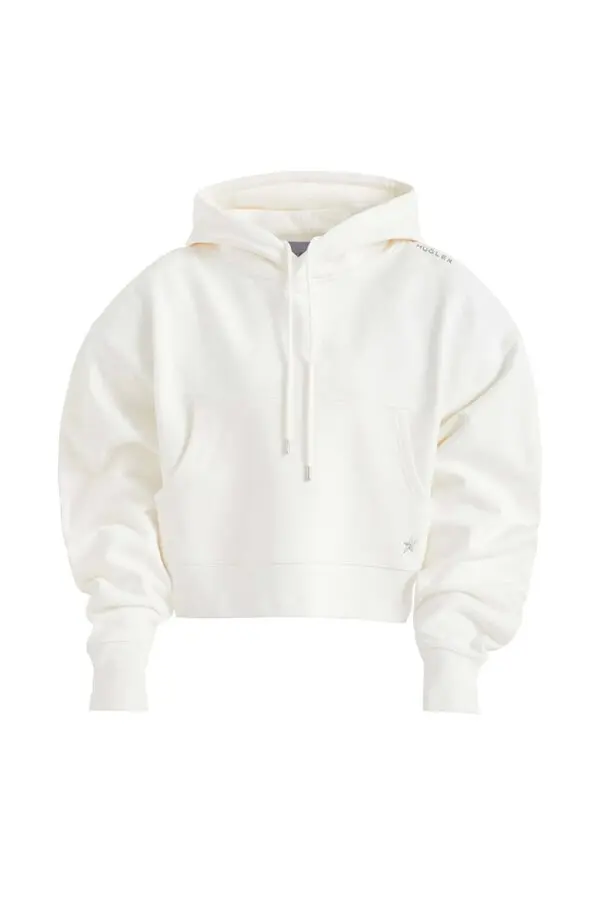 MUGLER Batwing-sleeved Hoodie - White