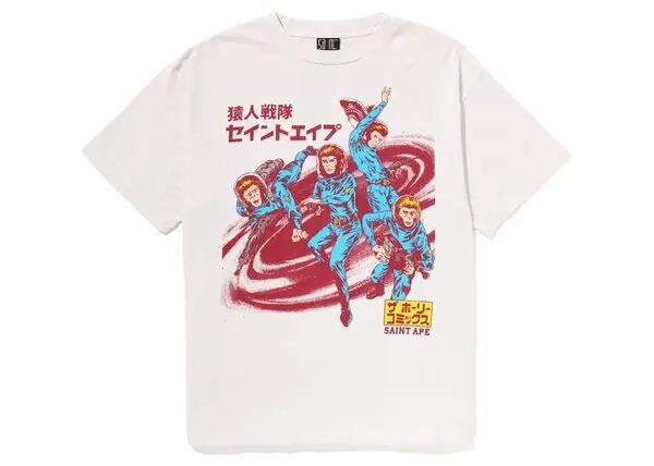 A BATHING APE X Saint Mxxxxxx Squadron Tee Shirt - Vintage White