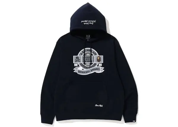 A BATHING APE X Neighborhood Relaxed Fit Pullover Hoodie - Navy Blue