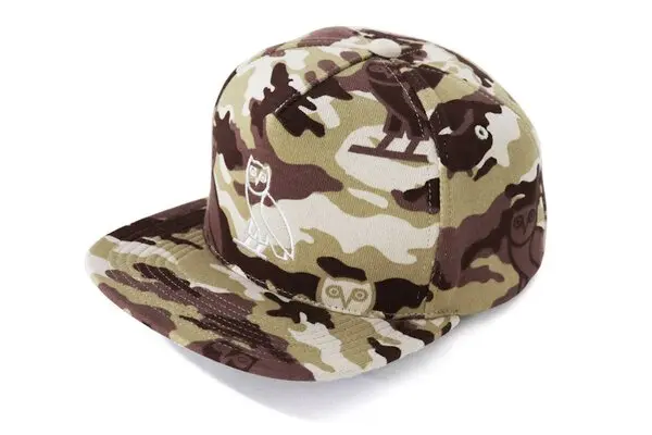 A BATHING APE X Ovo Woodland Camo Snapback Cap - Beige