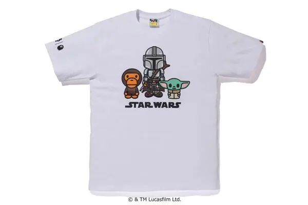 A BATHING APE X Star Wars The Child Mandalorian Baby Milo Tee Shirt - White