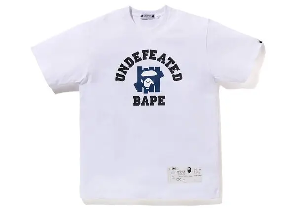 A BATHING APE X Undefeated College Tee Shirt - White